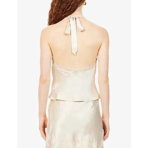 REFORMATION Monica Halterneck Silk Top