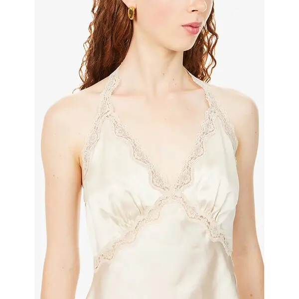 REFORMATION Monica Halterneck Silk Top