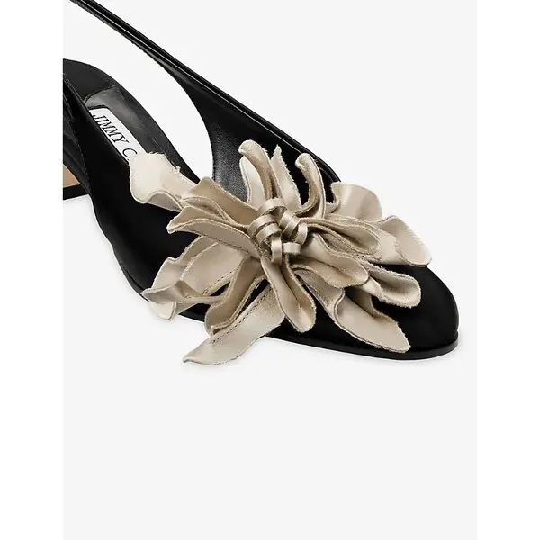 JIMMY CHOO Eyla 45 Slingback Courts With Floral Accent