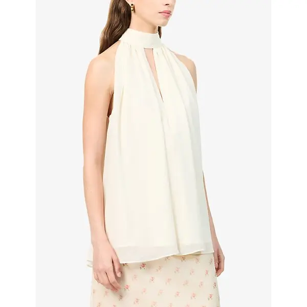 ROTATE BY BIRGER CHRISTENSEN Halterneck Front-slit Chiffon Top