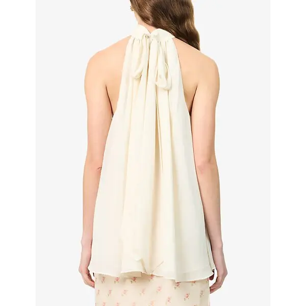 ROTATE BY BIRGER CHRISTENSEN Halterneck Front-slit Chiffon Top