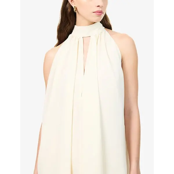 ROTATE BY BIRGER CHRISTENSEN Halterneck Front-slit Chiffon Top