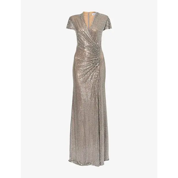 SELF-PORTRAIT Rhinestone Embellished V-neck Maxi Dress
