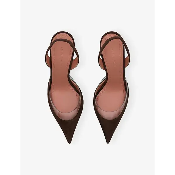 Amina Muaddi Lara 95 Heeled Suede Sling-back Courts
