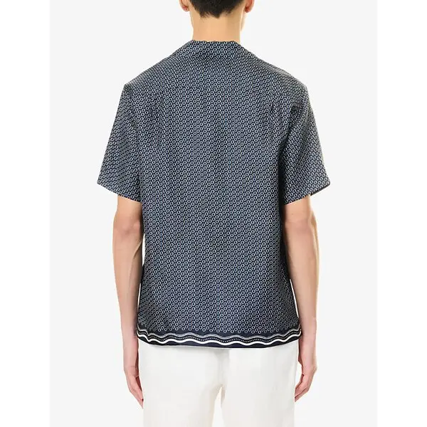 Orlebar Brown Maitan Graphic-pattern Silk Shirt Xxl