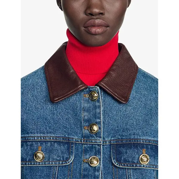 Sandro Leather-collar Denim Jacket