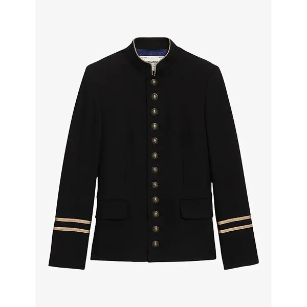 Zadig&Voltaire Vallo Officer Collar Stretch Woven Blazer - Black