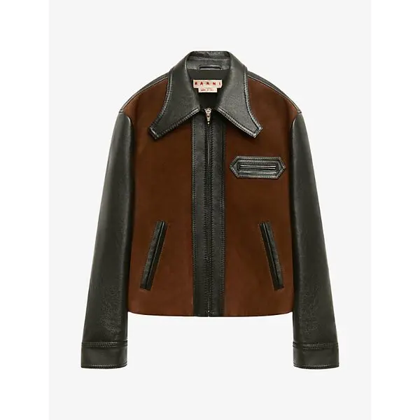 Marni Contrast Suede And Leather Jacket