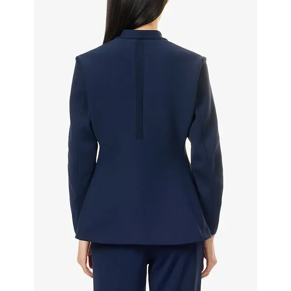 CFCL Milan Collarless Flared Knitted Jacket - Navy