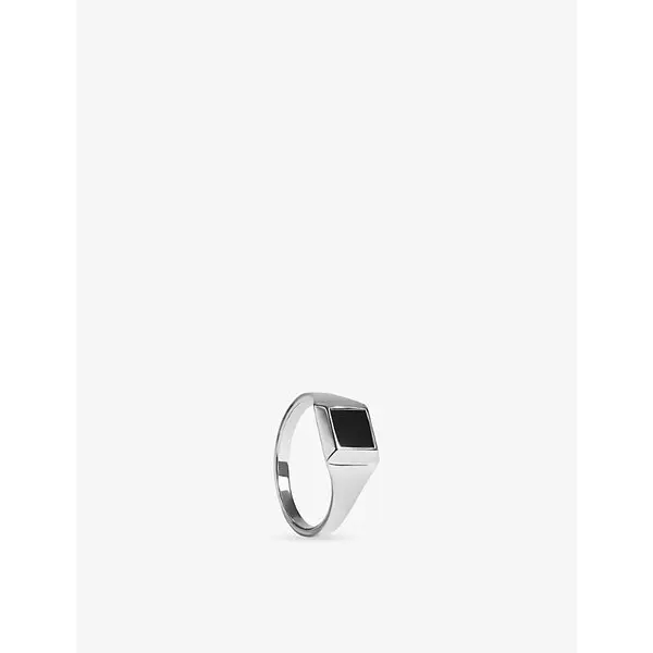 Monica Vinader Signature Signet Sterling And Black Onyx Ring - Silver