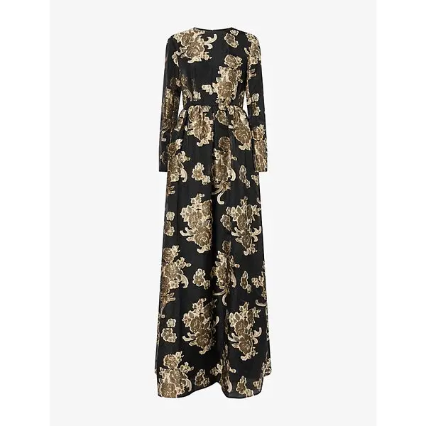 Huishan Zhang Amanda Floral Woven Maxi Dress
