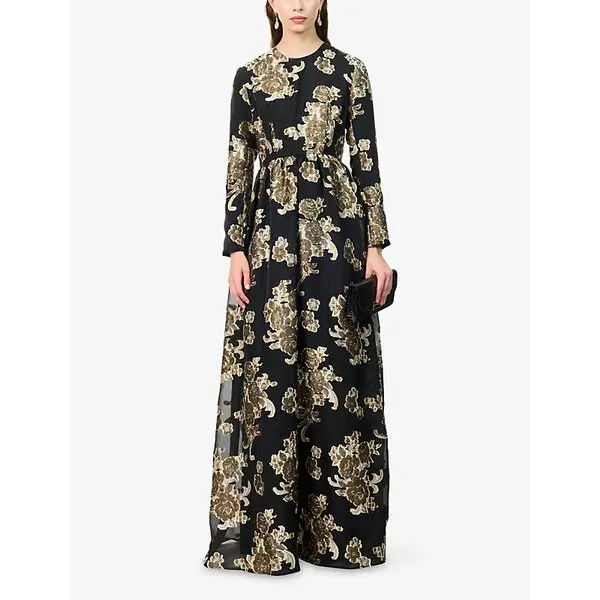 Huishan Zhang Amanda Floral Woven Maxi Dress