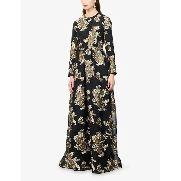 Huishan Zhang Amanda Floral Woven Maxi Dress