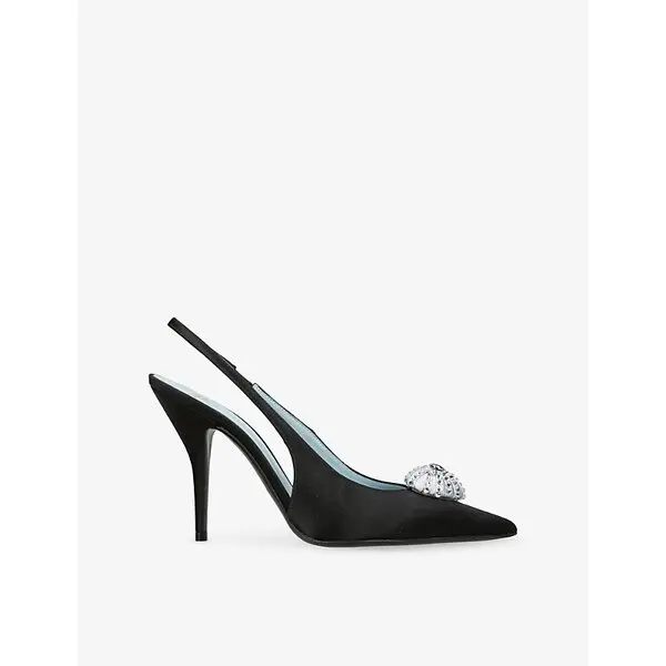 Valentino Garavani Coœur Royal 100 Slingback Satin Heels - Blk/other