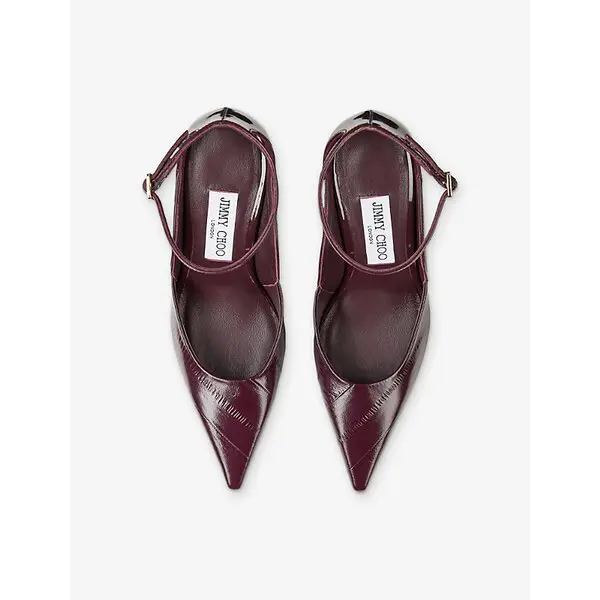 JIMMY CHOO Quinci 95 Embossed Leather Heels