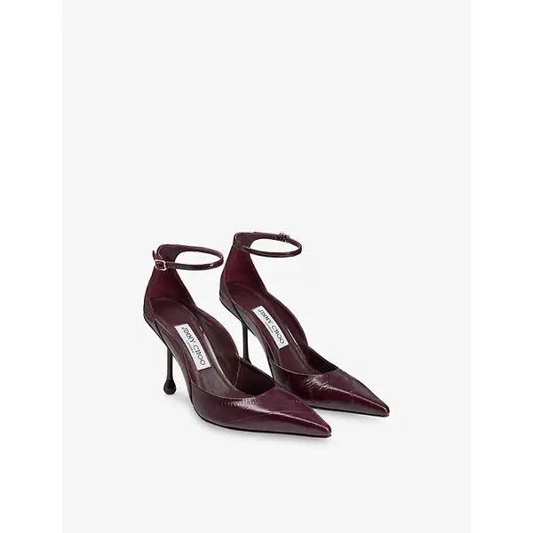 JIMMY CHOO Quinci 95 Embossed Leather Heels