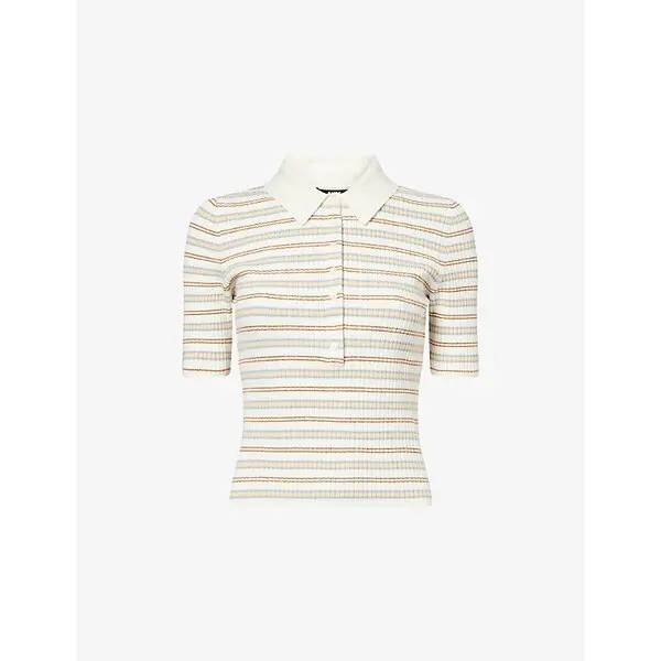 Paige Summit Stripe Knit Polo Top