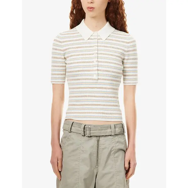 Paige Summit Stripe Knit Polo Top