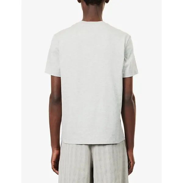 AMI Paris Logo-embroidered Cotton T-shirt - Gris Cendre Chine