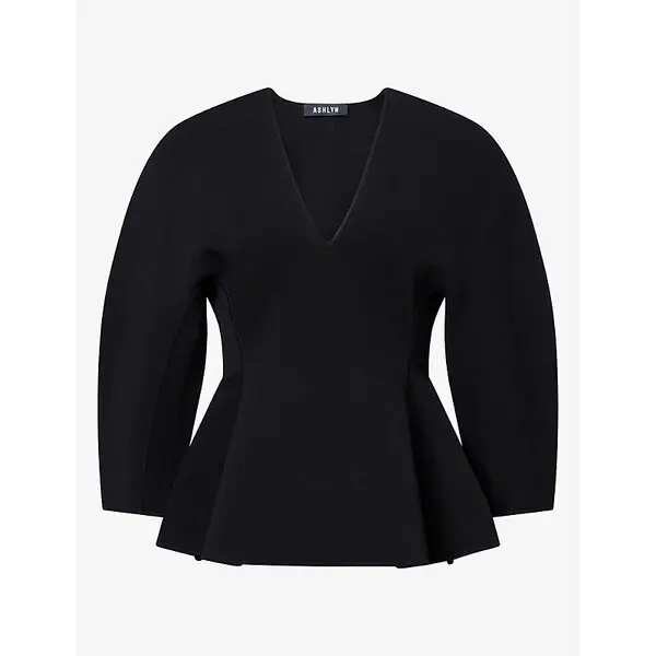 ASHLYN V-neck Knitted Peplum Top