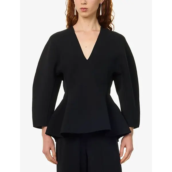 ASHLYN V-neck Knitted Peplum Top