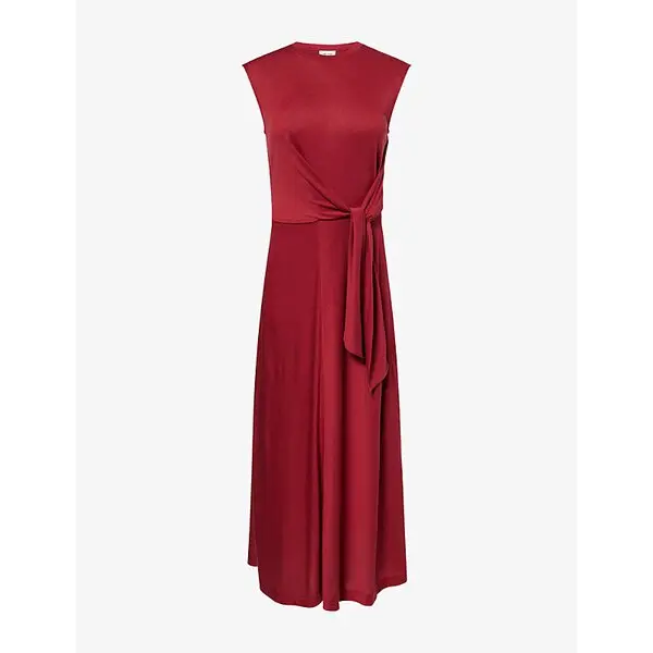 ME+EM Sleeveless Tie-front Cotton-jersey Maxi Dress