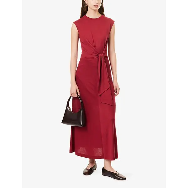 ME+EM Sleeveless Tie-front Cotton-jersey Maxi Dress
