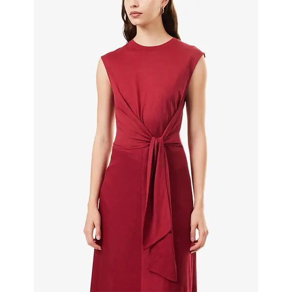 ME+EM Sleeveless Tie-front Cotton-jersey Maxi Dress