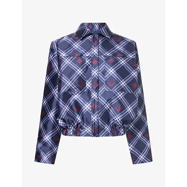 ARAM Checked Brand-print Shell Bomber Jacket