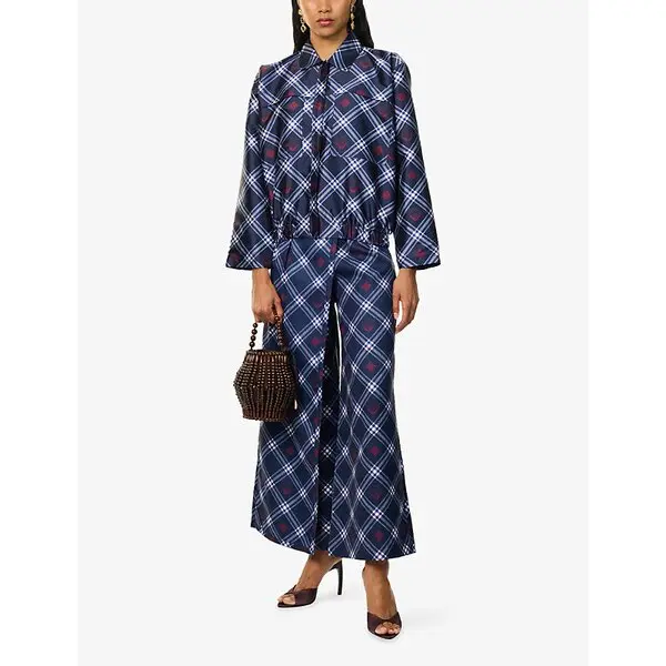 ARAM Checked Brand-print Shell Bomber Jacket