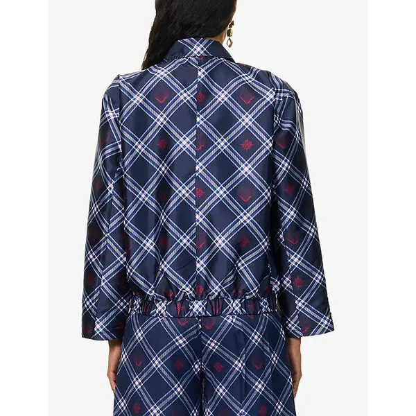 ARAM Checked Brand-print Shell Bomber Jacket