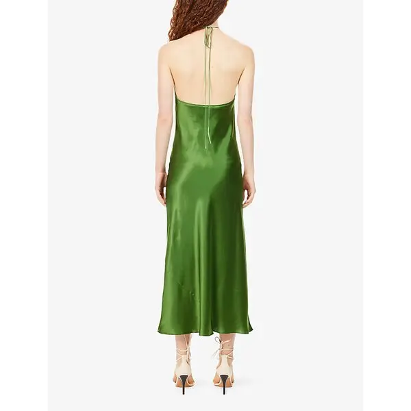 REFORMATION Maripaz Halterneck Silk Midi Dress