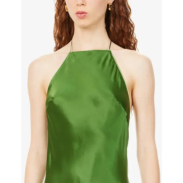 REFORMATION Maripaz Halterneck Silk Midi Dress