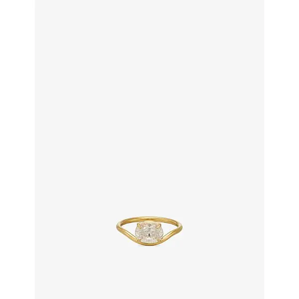 INDIGO LUNE 18ct -plated Stainless Steel Oval Cubic Zirconia Ring - Gold