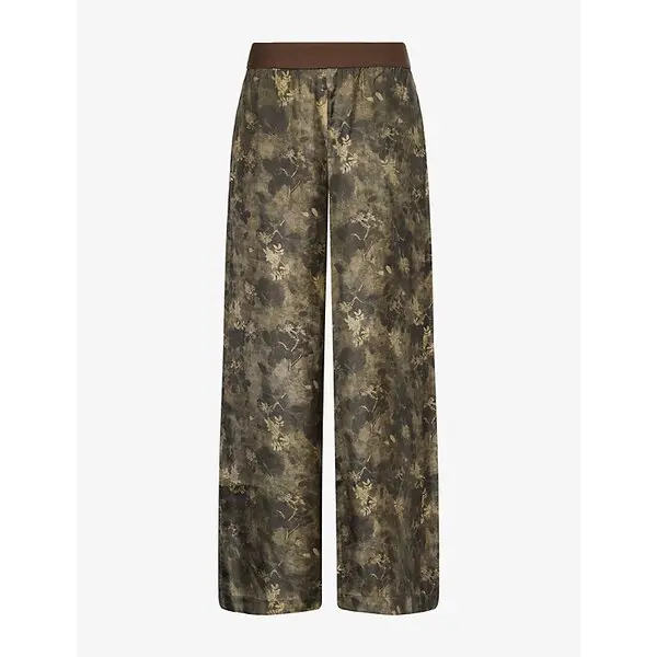 UMA WANG Wide-leg Floral Print Trousers - Green Grey
