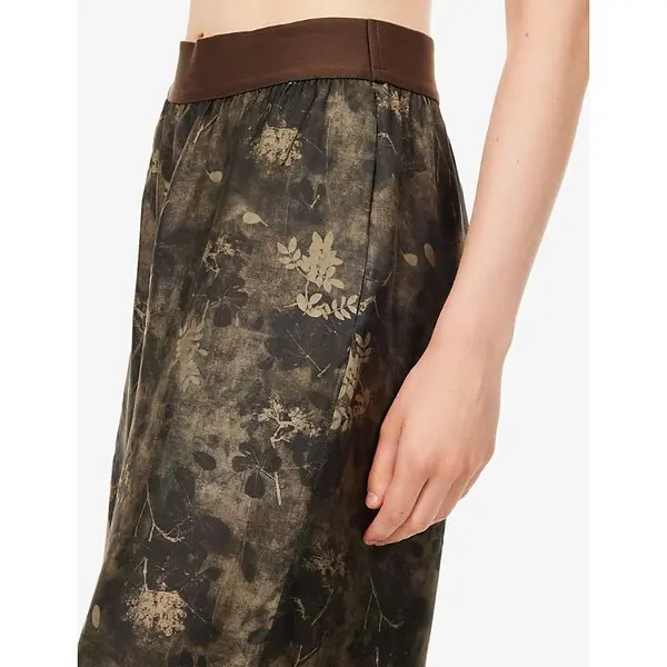 UMA WANG Wide-leg Floral Print Trousers - Green Grey