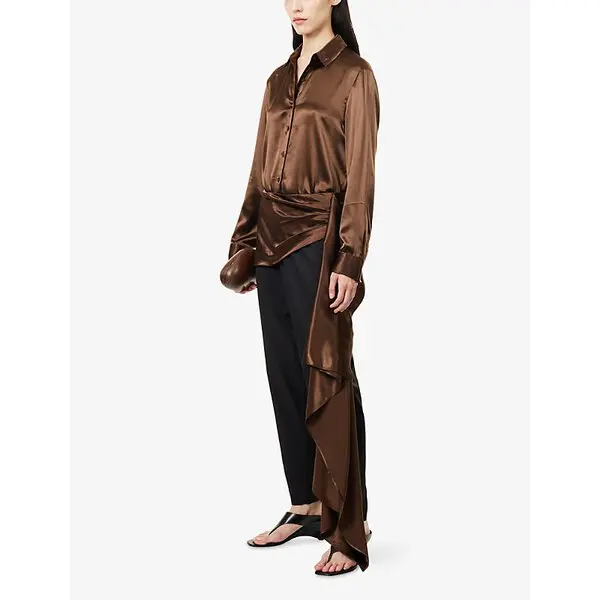ABADIA Draped-scarf Cropped Wool-blend Trousers