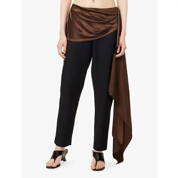 ABADIA Draped-scarf Cropped Wool-blend Trousers