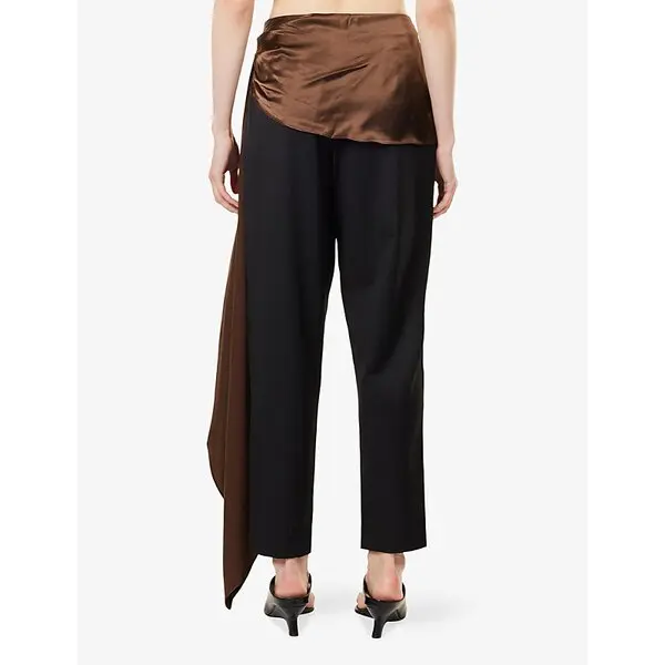 ABADIA Draped-scarf Cropped Wool-blend Trousers