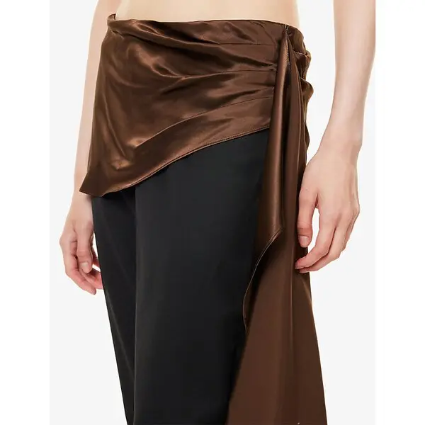 ABADIA Draped-scarf Cropped Wool-blend Trousers
