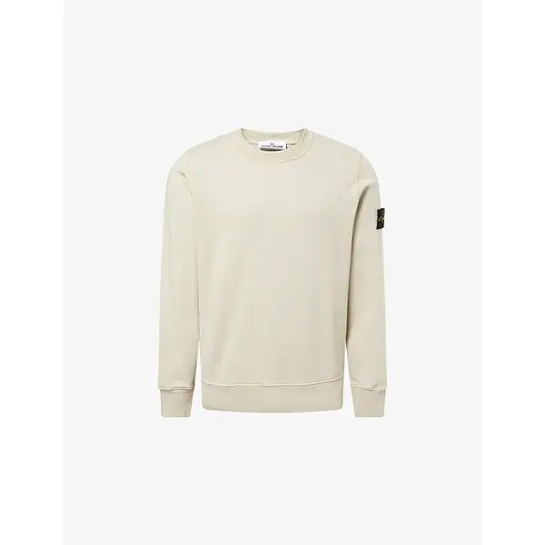Stone Island 51 Crewneck Logo-patch Cotton Sweatshirt - Sand
