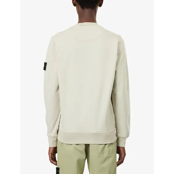 Stone Island 51 Crewneck Logo-patch Cotton Sweatshirt - Sand