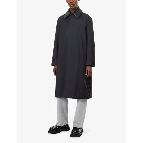 Bottega Veneta Contrast-collar Technical Wool And Silk-blend Coat
