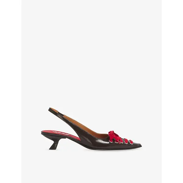 Marni Kat Lace-up Leather Slingback Courts - 00m62