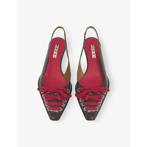 Marni Kat Lace-up Leather Slingback Courts - 00m62