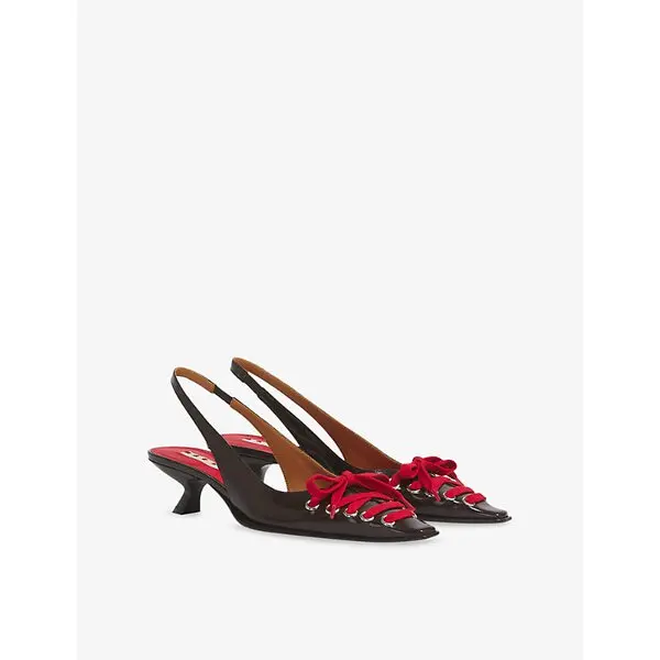 Marni Kat Lace-up Leather Slingback Courts - 00m62
