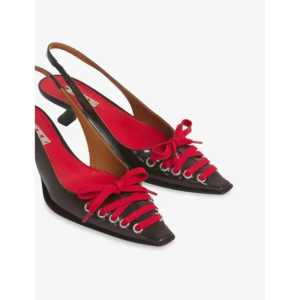 Marni Kat Lace-up Leather Slingback Courts - 00m62