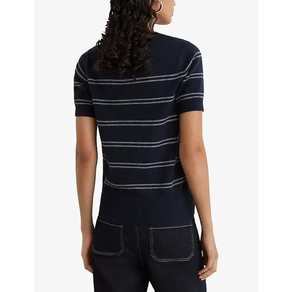 REISS Sabrina Striped Knitted T-shirt