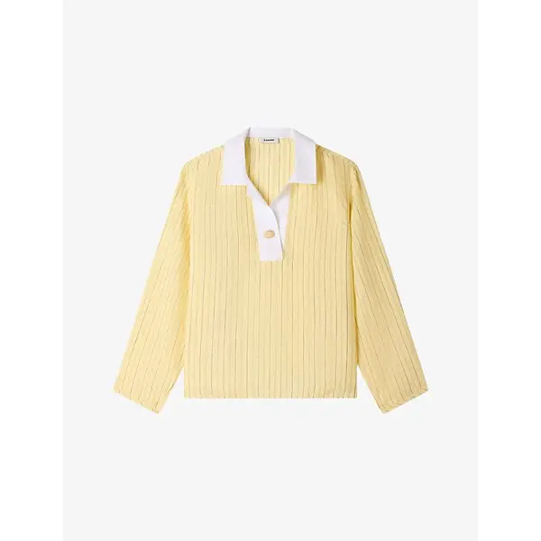 Sandro Striped Long-sleeve Cotton Top