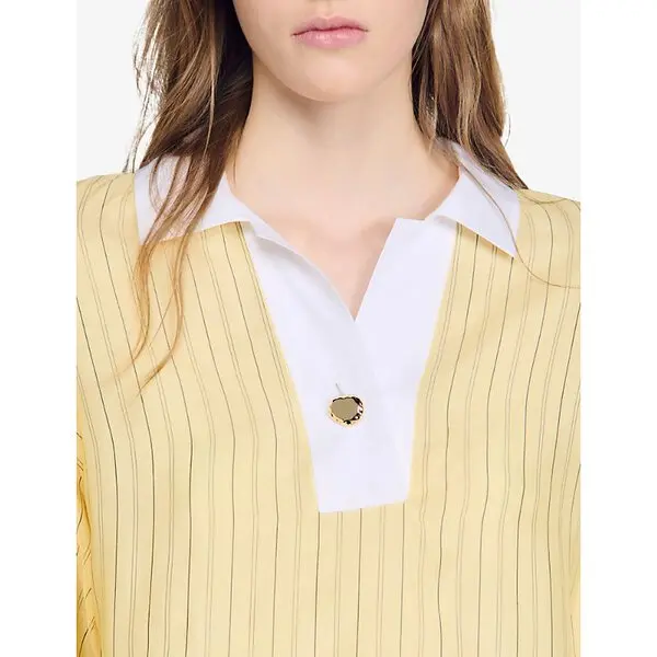 Sandro Striped Long-sleeve Cotton Top